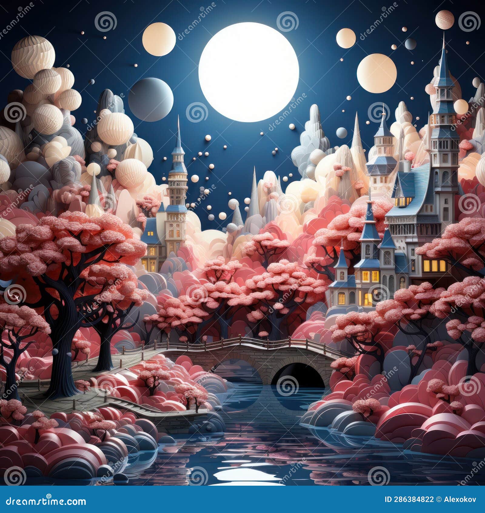 Whimsical Fine Art Background Scene AI Generated Stock Illustration ...