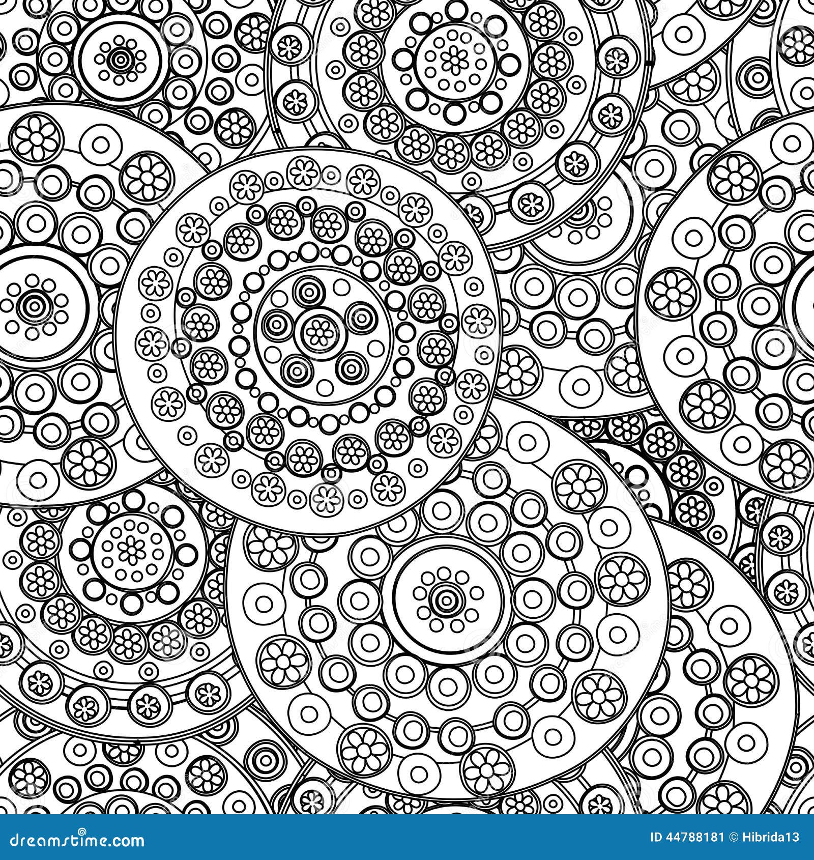 Whimsical Floral Background in Black and White Stock Illustration ...