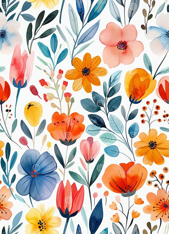 Whimsical Floral Illustration for Spring Decor Generative AI Stock ...