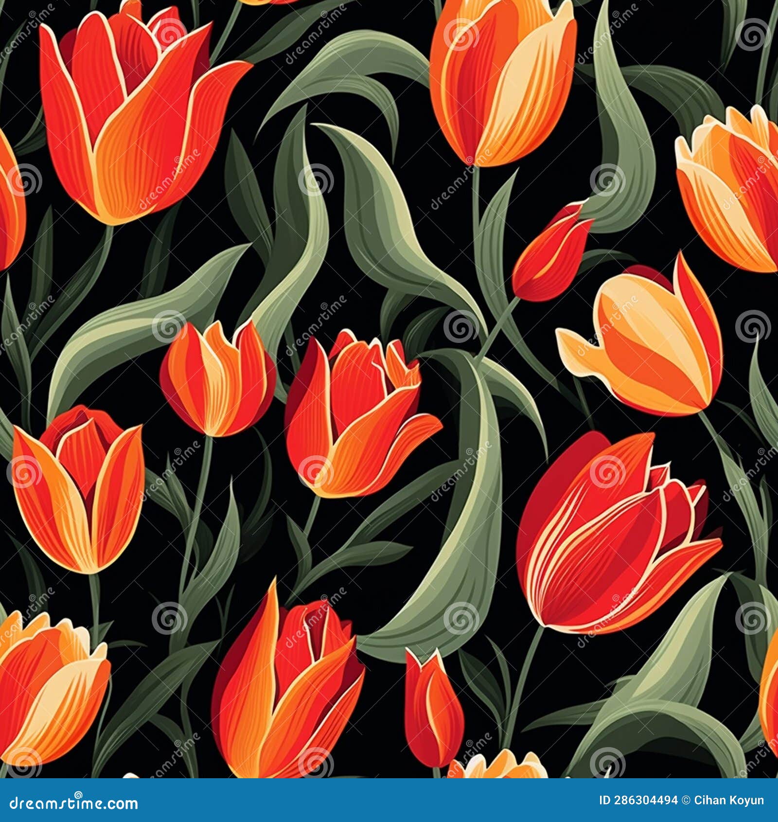Whimsical Floral Pattern Art Stock Illustration - Illustration of beach ...
