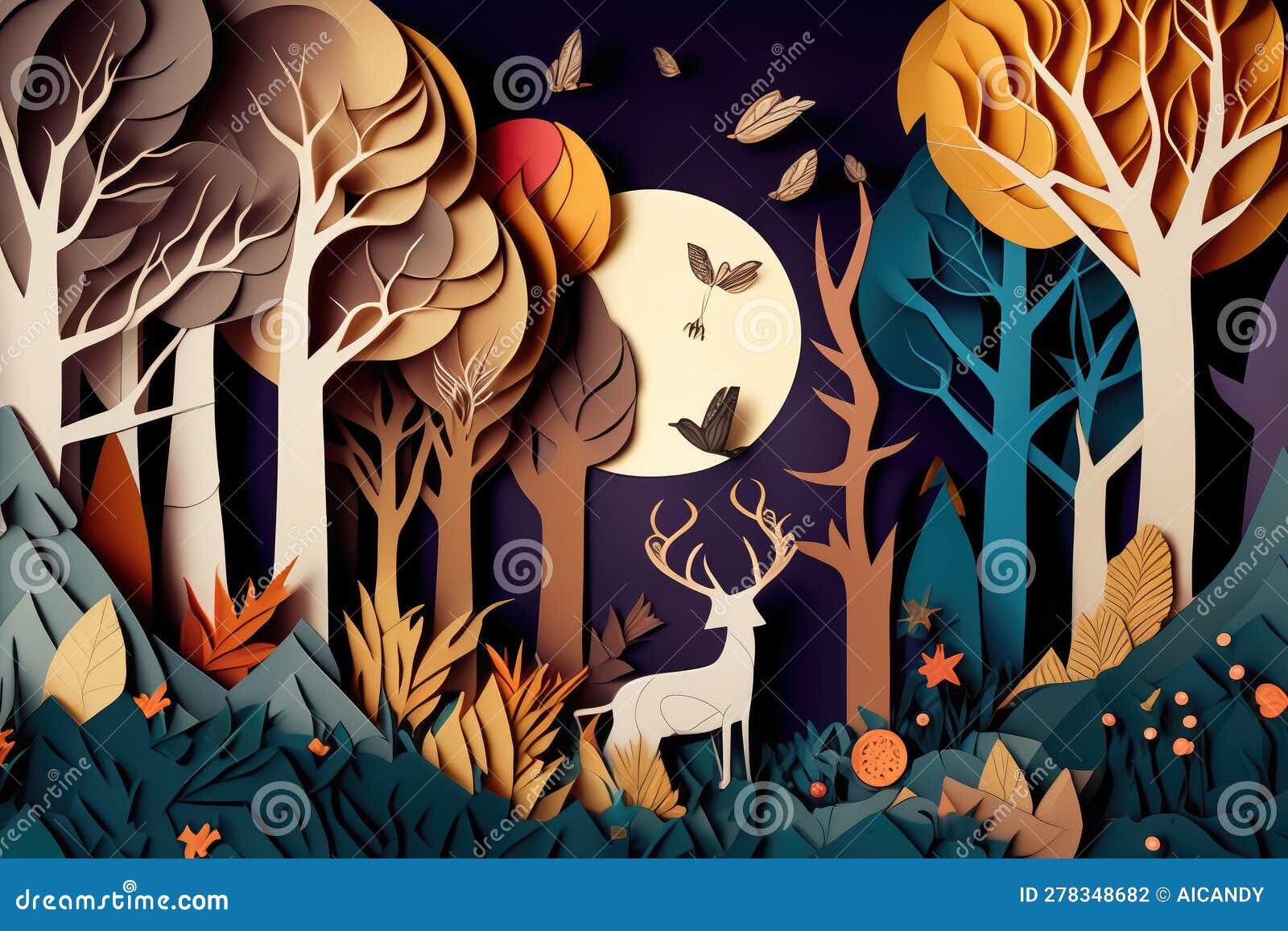 Whimsical Forest Scene With Paper Cutouts Collage Stock Photo ... Whimsical Forest Scene With Paper Cutouts Collage Stock Photo ...