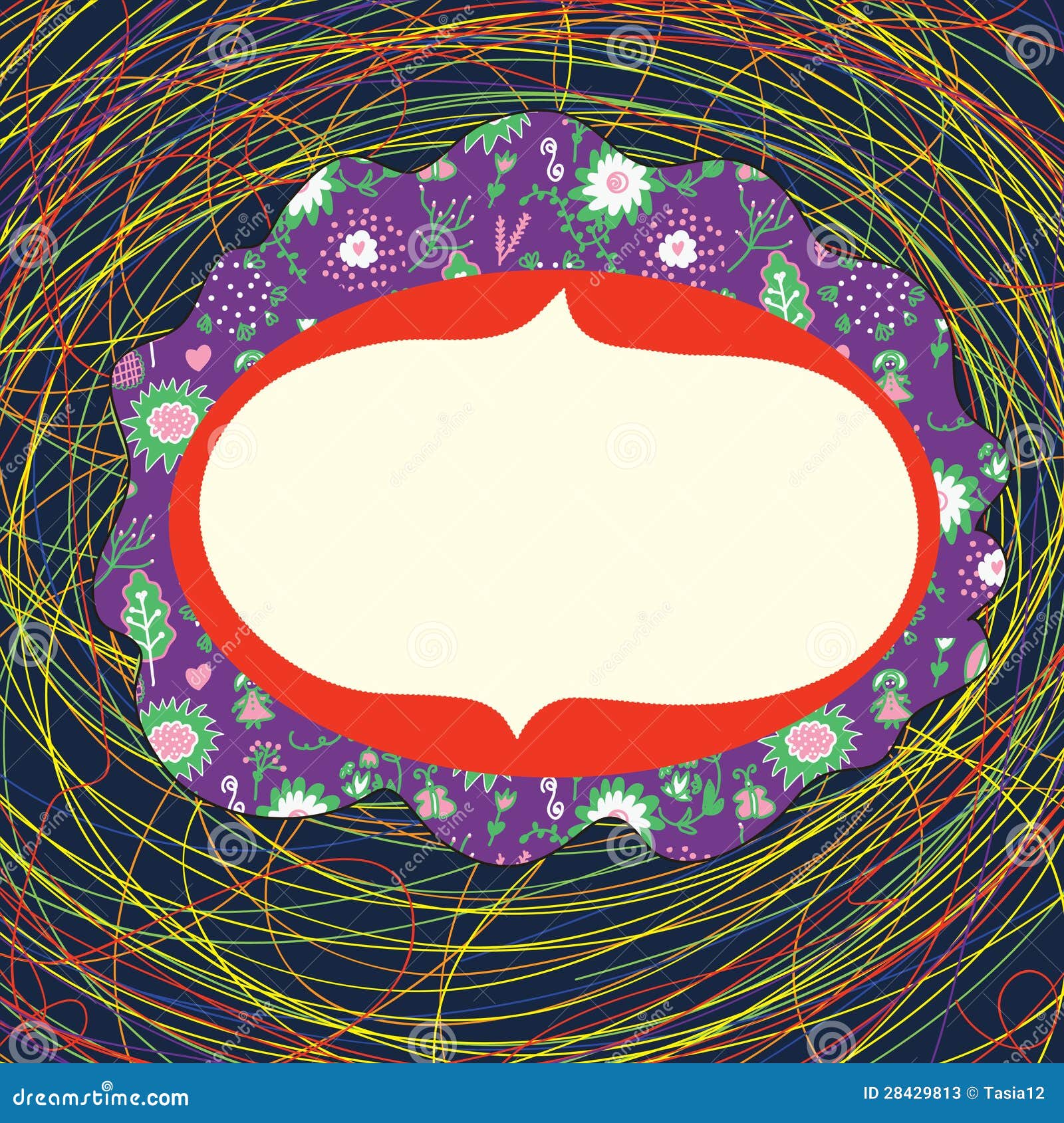 Whimsical Frame with Circles and Pattern Stock Vector - Illustration of ...