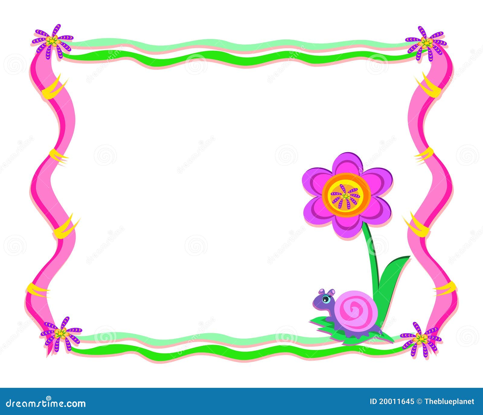 Whimsical Frame with Snail and Flower Stock Vector - Illustration of ...