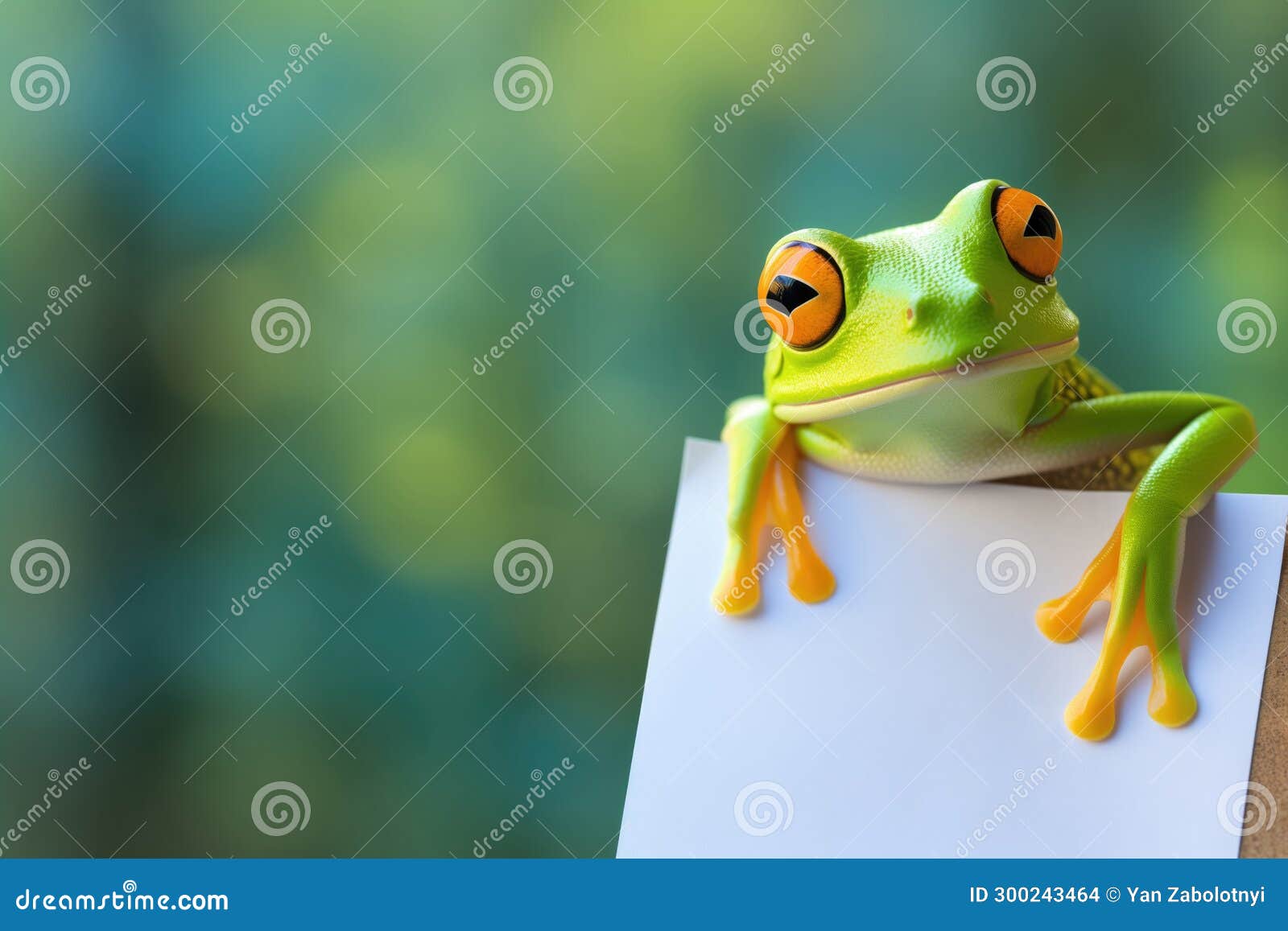 Whimsical Frog Playfully Hides Behind a Sticky Note Stock Illustration ...