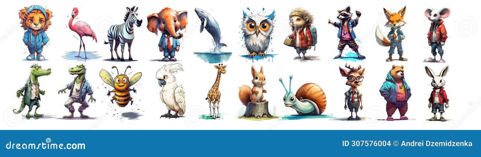 Whimsical Gathering of Anthropomorphic Animals: a Vibrant Vector ...