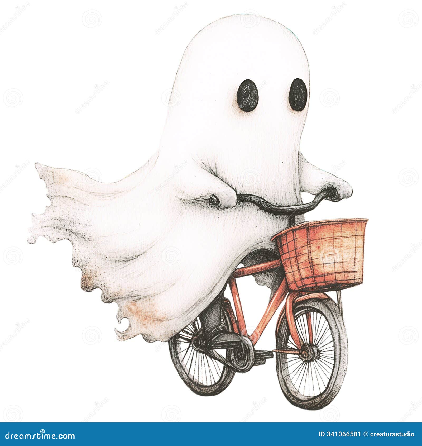 A Whimsical Ghost Figure Draped In White, Bound By Chains, Symbolizing ...