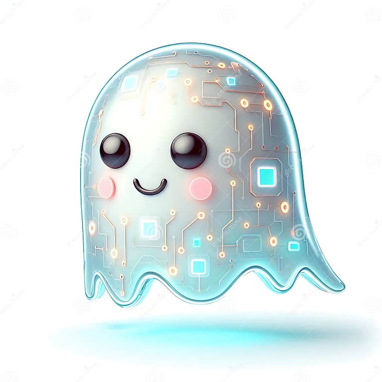 Ghost with a Technological Heart a Translucent Ghost with Circuit Board ...