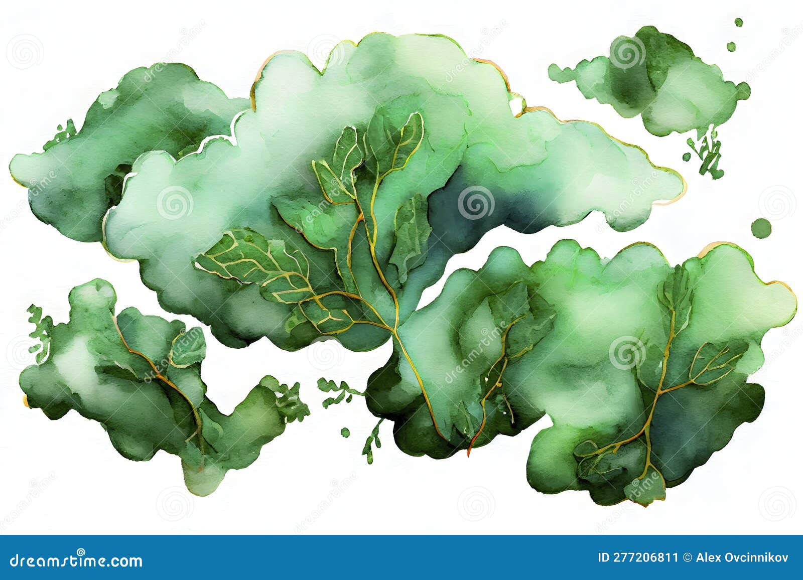 Whimsical Green Clouds On White Background For Invitations And Posters ...