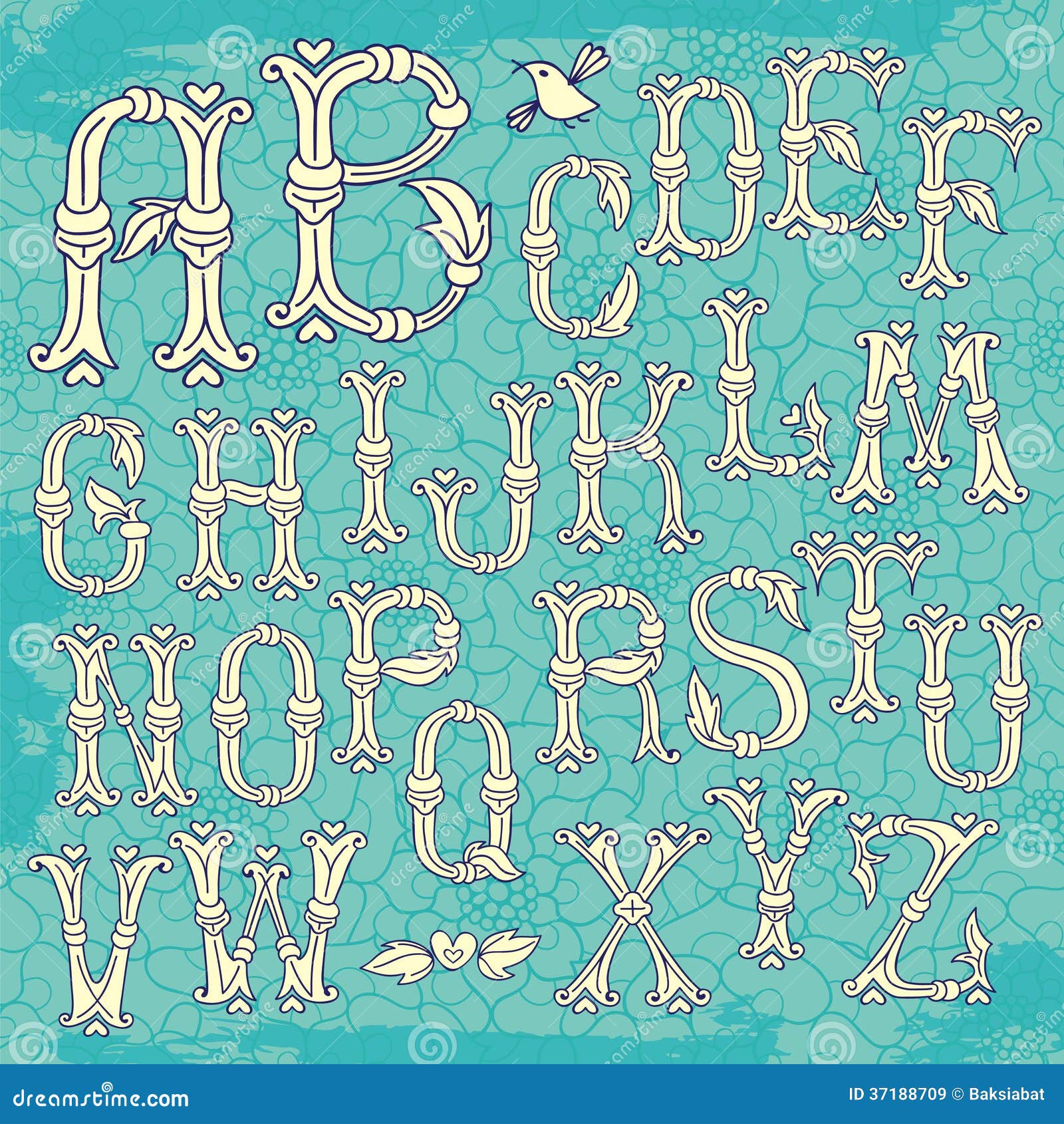 Whimsical Hand Drawn Alphabet Letters Stock Illustration - Illustration ...