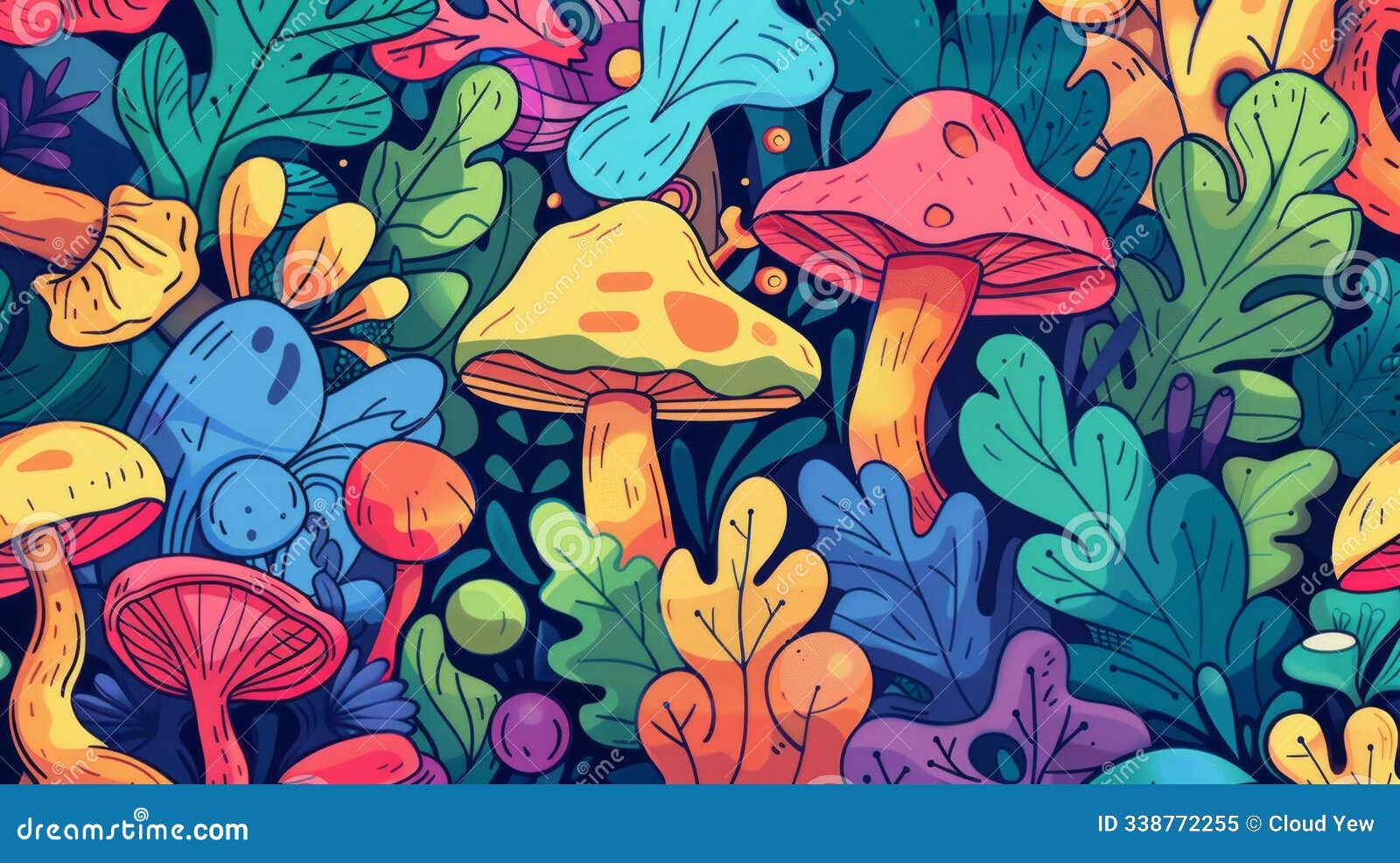 Whimsical Hand-drawn Cartoon Background with a Layout Pattern. Stock ...