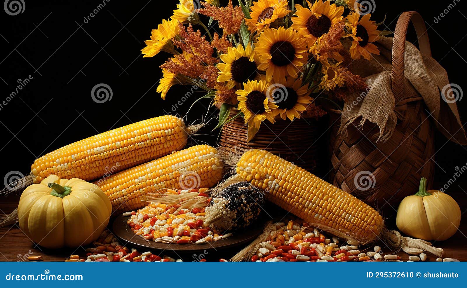 Cornucopia Overflowing With Fruits Watercolor Border Frame Stock Photo ...