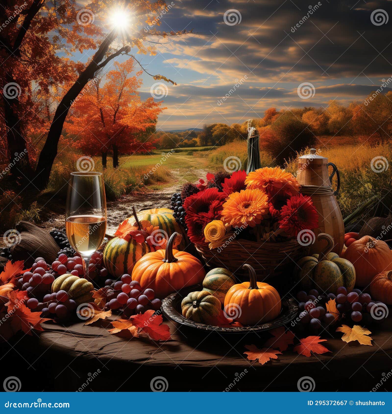 A Whimsical and Heartwarming Thanksgiving Scene, with a Cornucopia ...