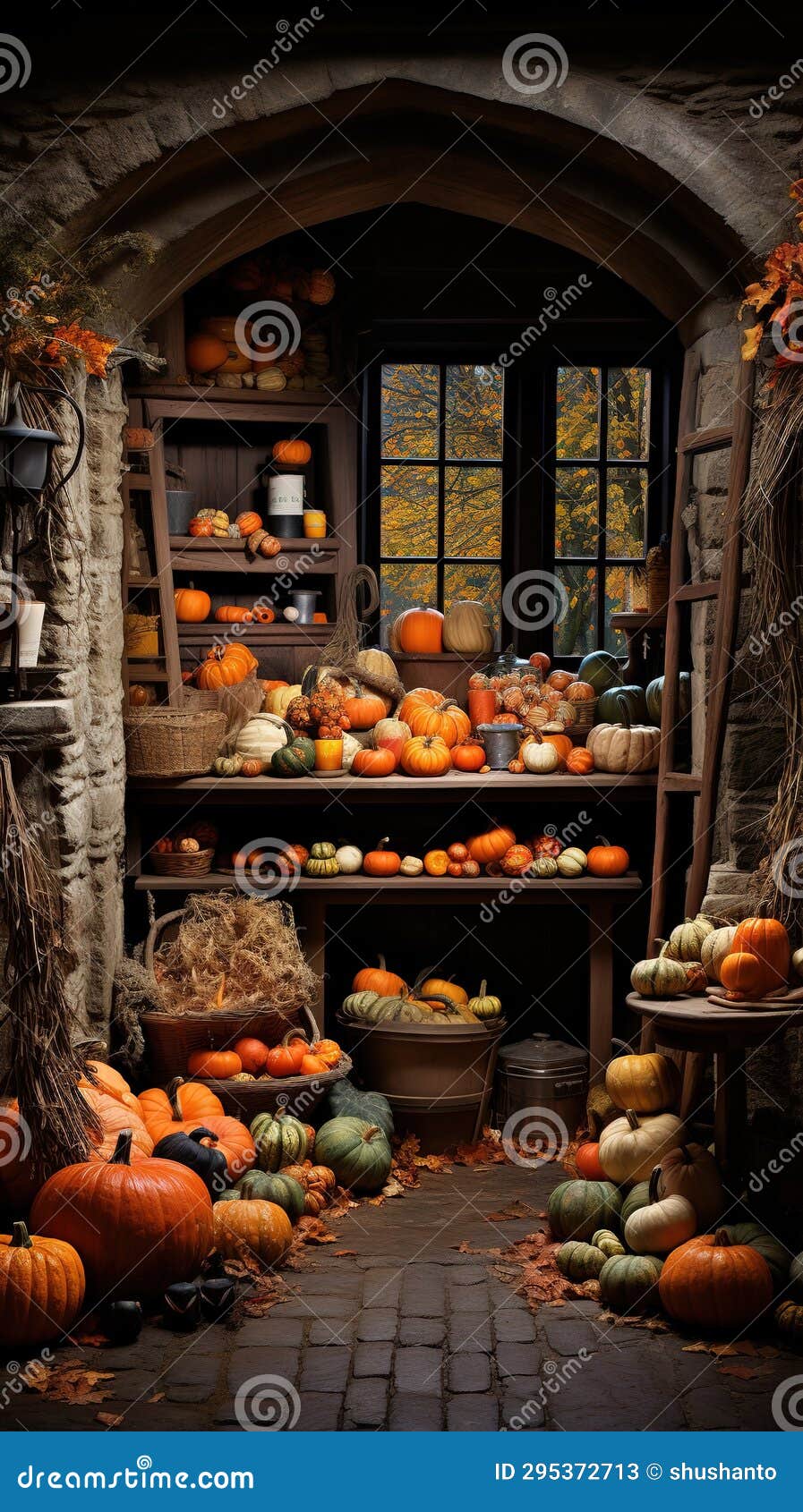 Cornucopia Overflowing With Fruits Watercolor Border Frame Stock Photo ...