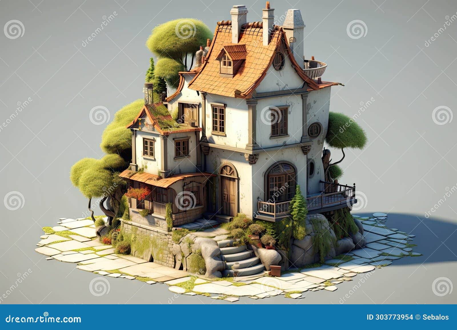 A Whimsical House with Lush Greenery, Intricate Architecture, and a ...