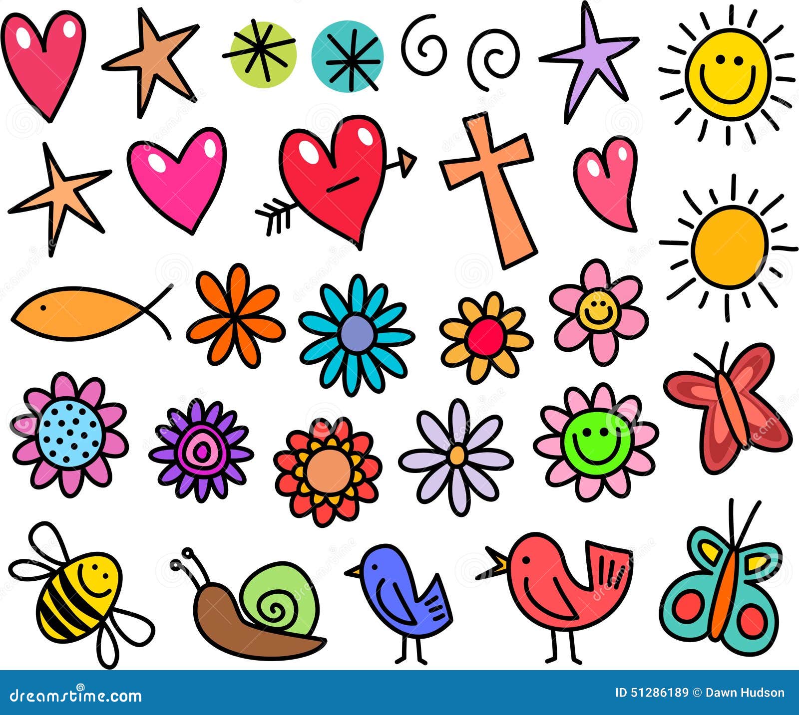 Whimsical Icons stock illustration. Illustration of butterfly - 51286189