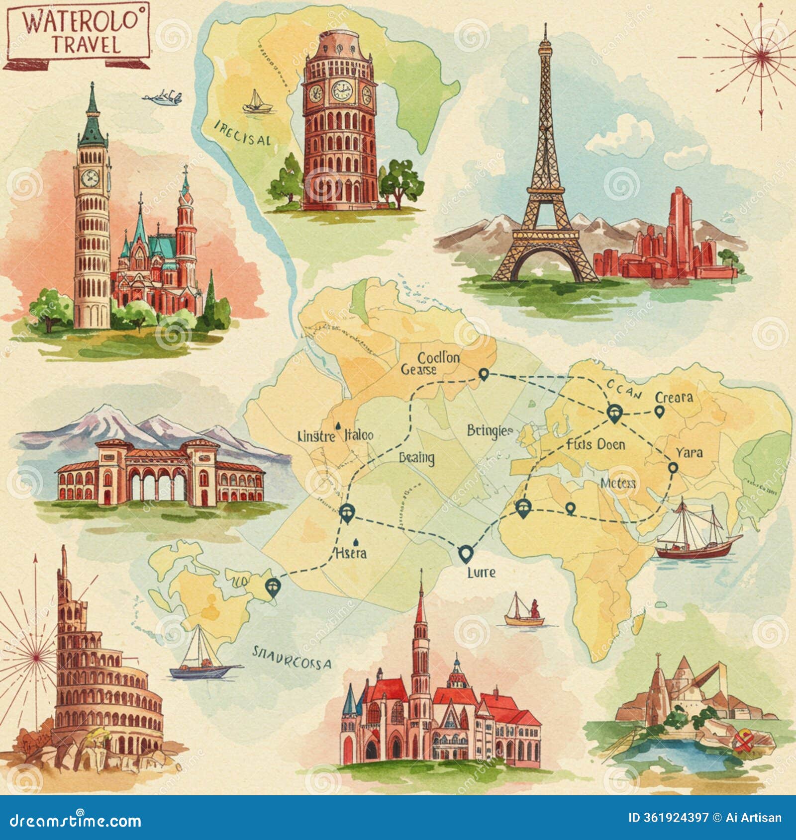 Whimsical Illustrated Map Features Iconic Landmarks with Creative ...