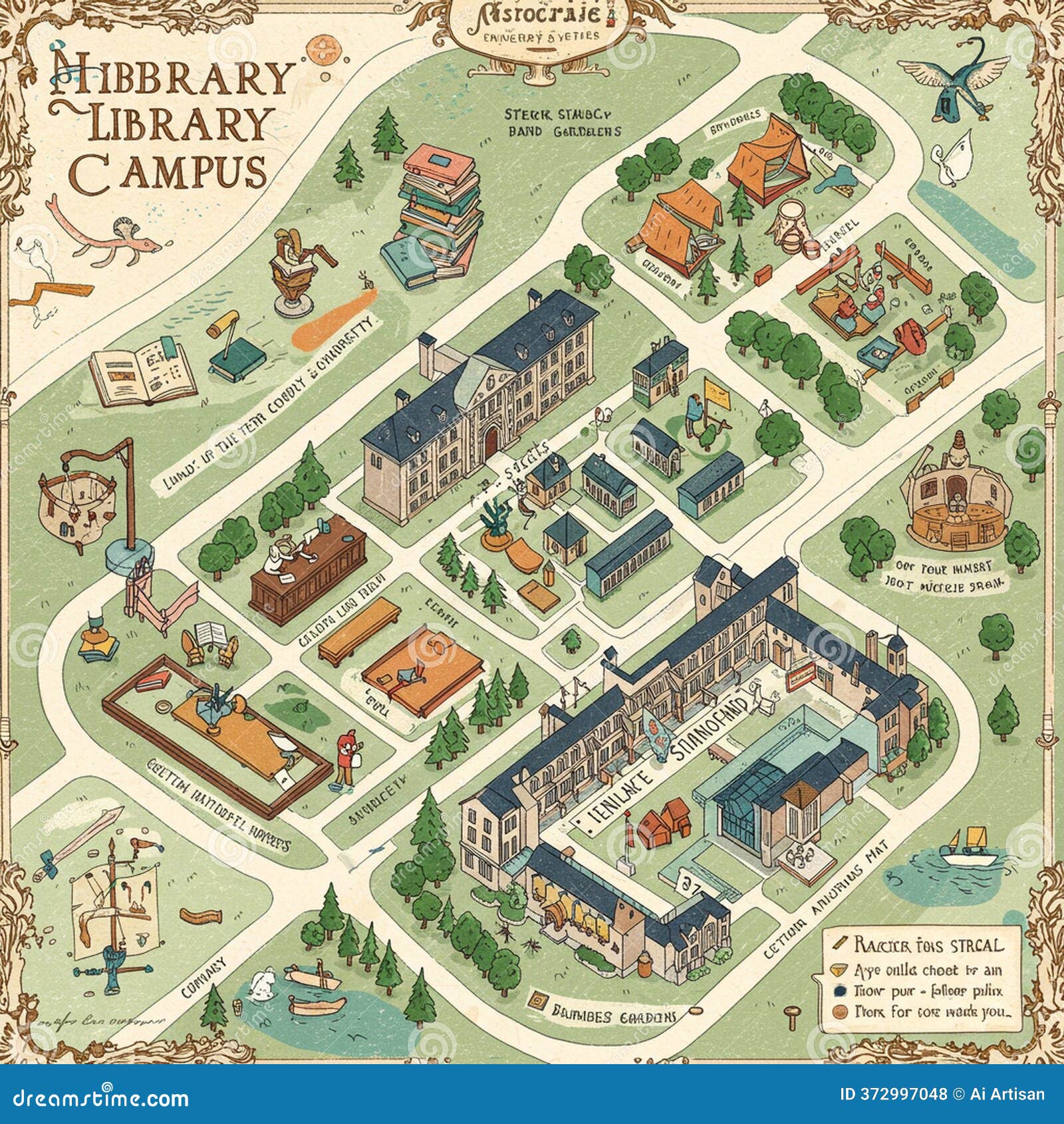 A Stylized Campus Map With Fictional Or Misspelled Names For Various ...