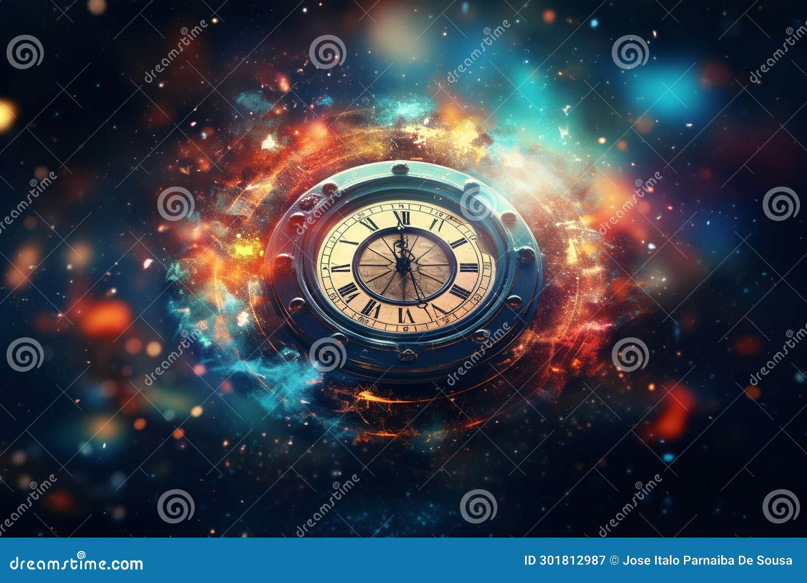 Whimsical Illustration of a Clock Face Turning Stock Illustration ...