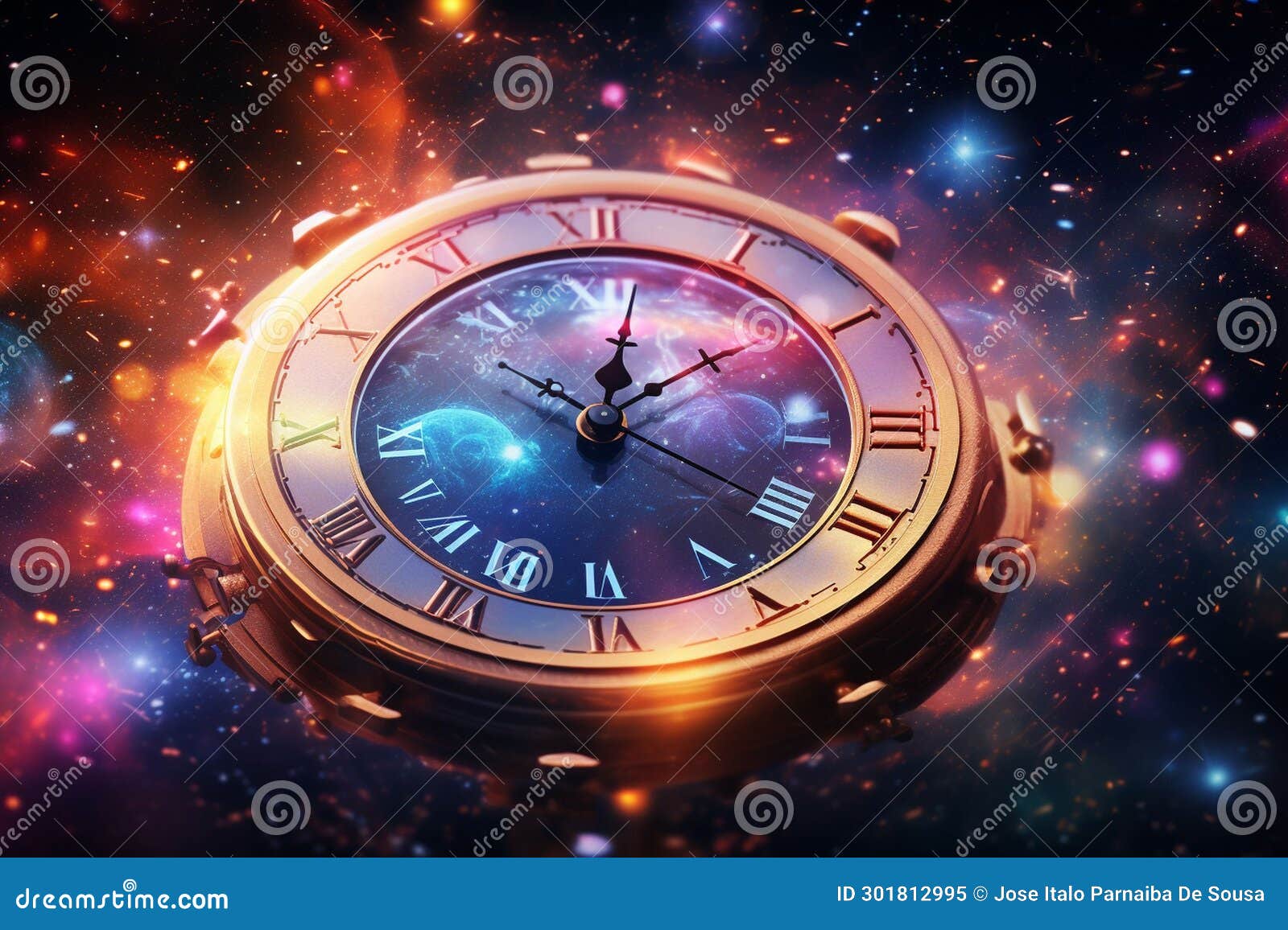 Whimsical Illustration of a Clock Face Turning Stock Illustration ...