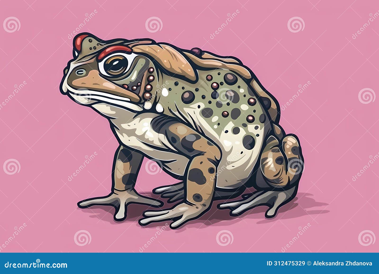 Toad on a Pink Background, Cartoon Style Stock Illustration ...