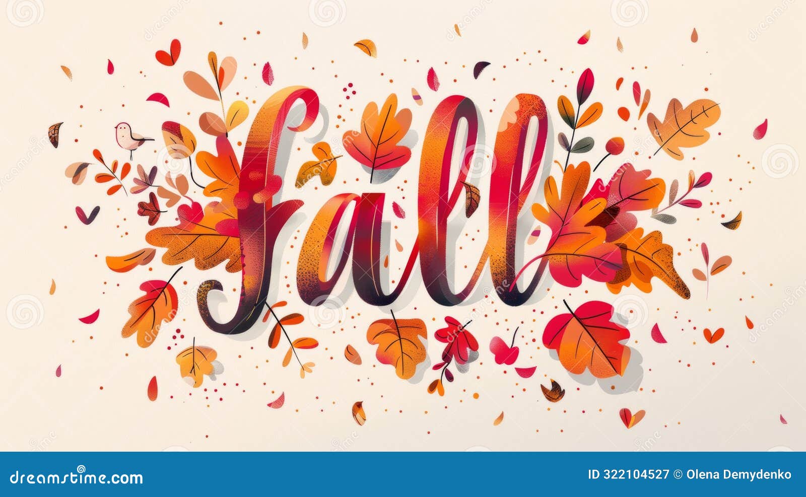 A Whimsical Illustration Featuring the Word Fall Written in Script ...