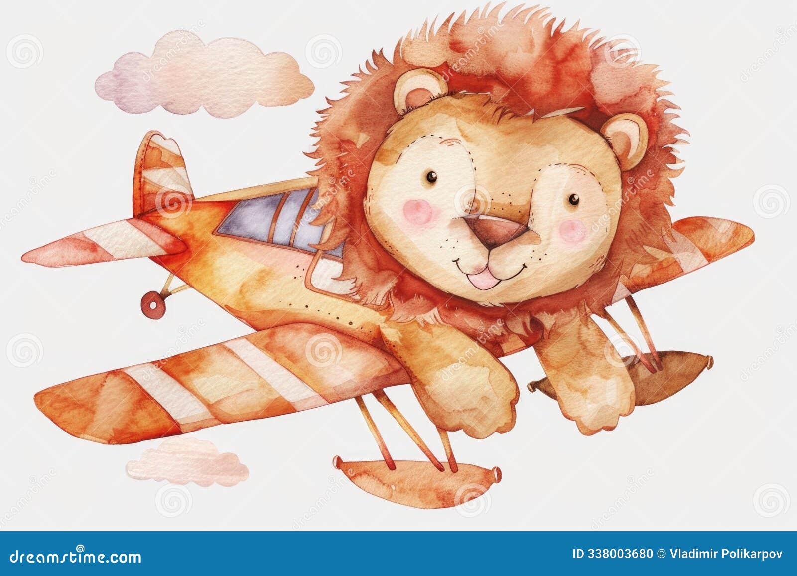 A Whimsical Illustration of a Lion in Pilot S Attire, Flying an ...
