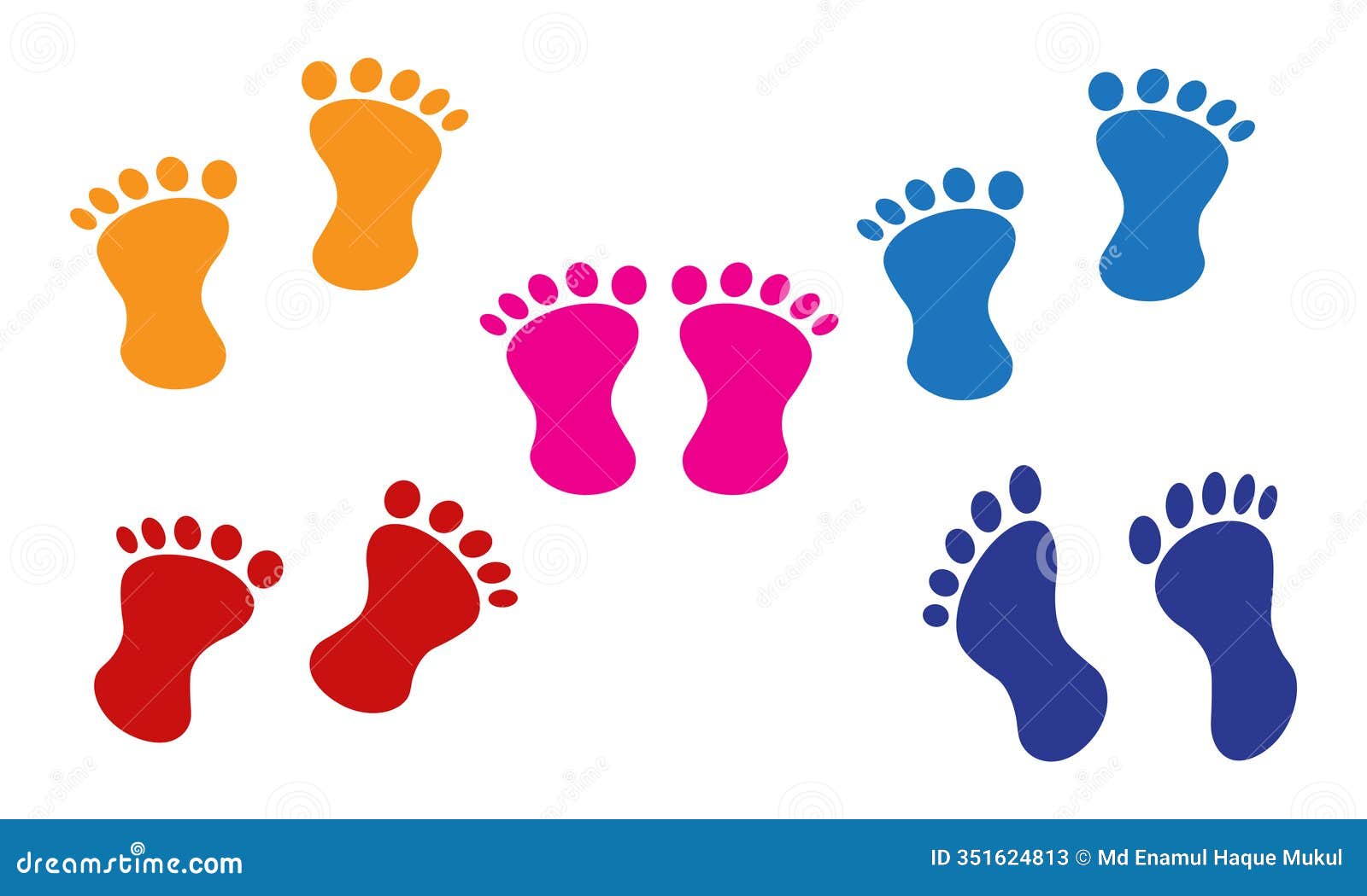 A Whimsical Illustration of Multiple Colorful Footprints Against a ...