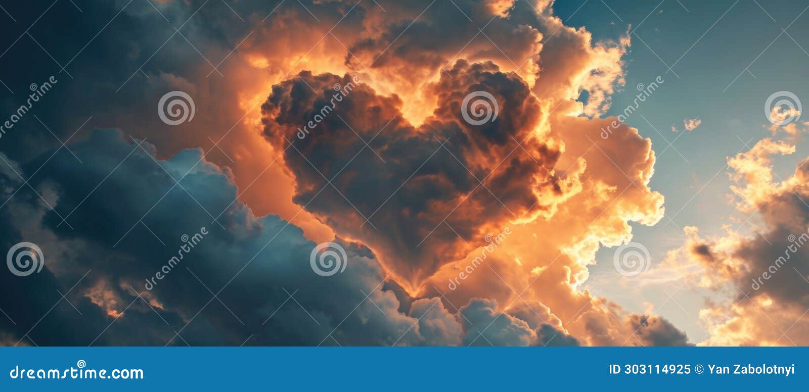 Whimsical Image of a Cloud in the Shape of a Heart Stock Illustration ...