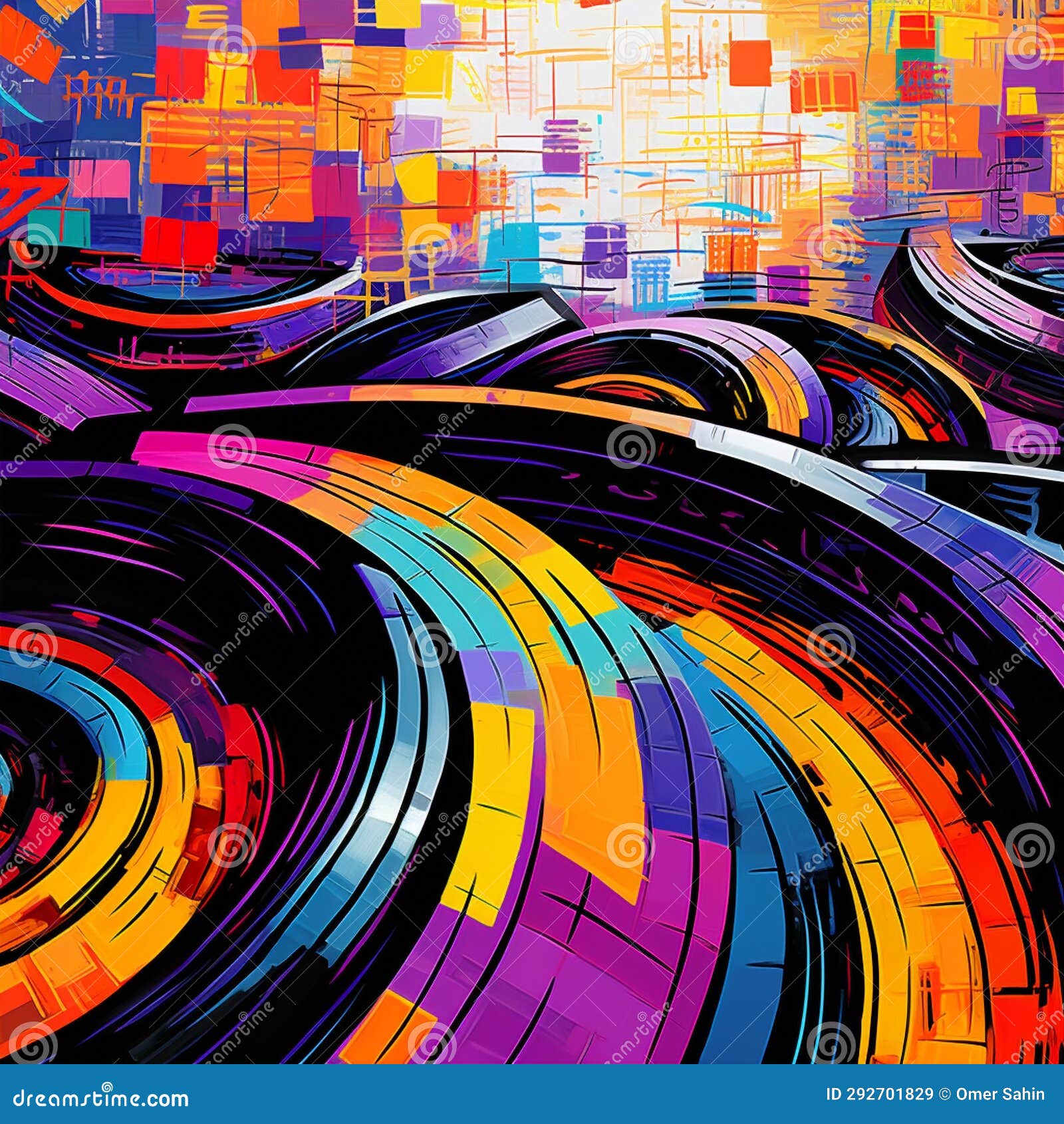 Whimsical Interpretation of Tire Marks Stock Illustration ...