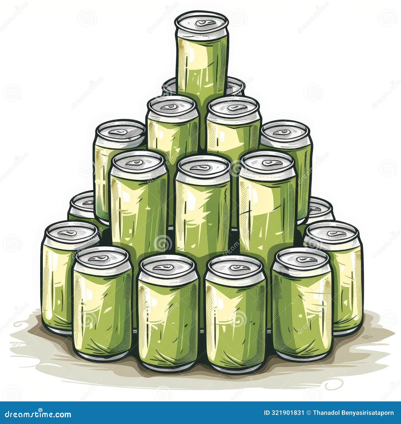 Whimsical Kawaii, Beer Can Pyramid Clipart Stock Illustration ...