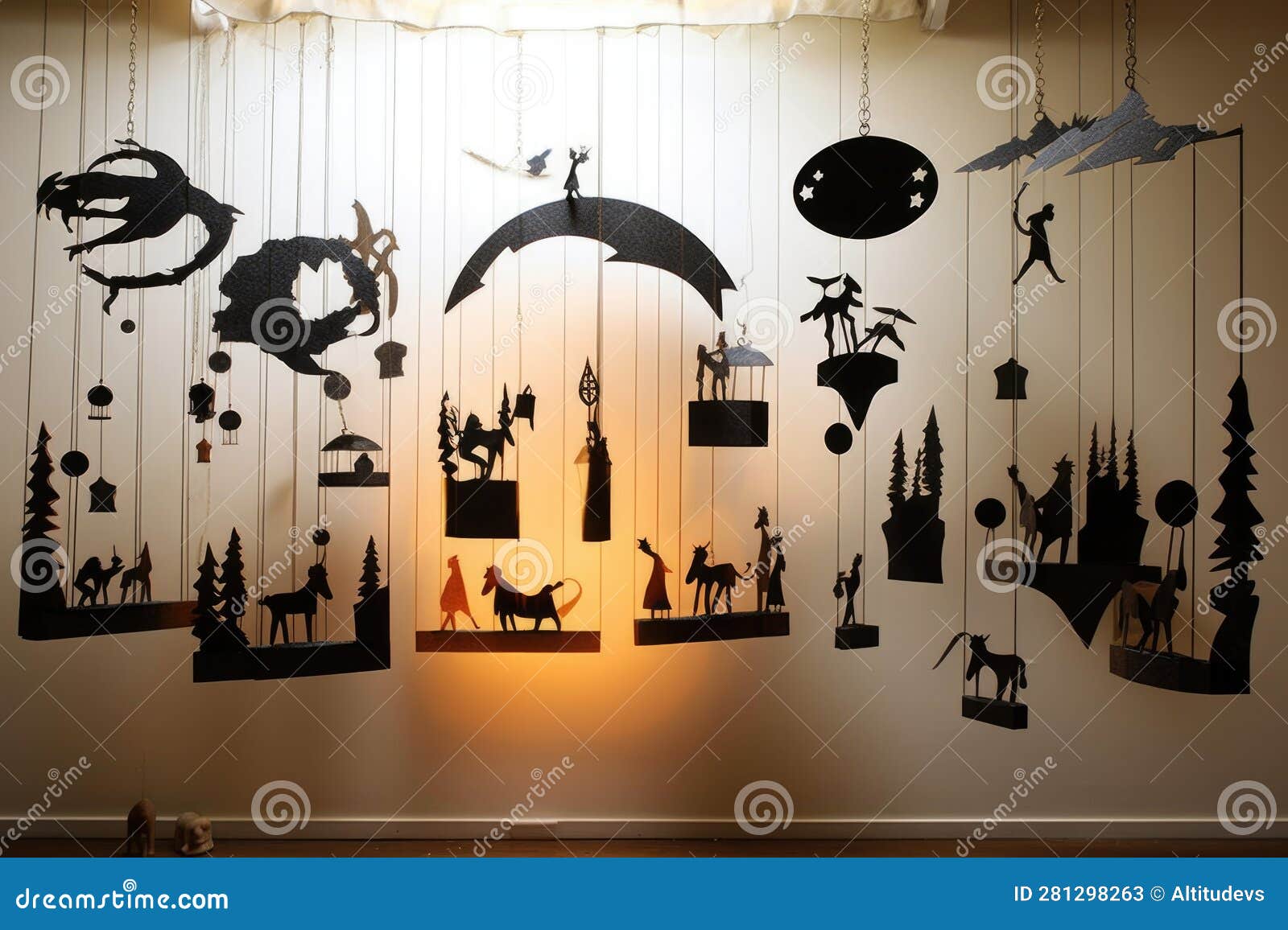 Whimsical Mobiles Casting Playful Shadows Stock Illustration ...