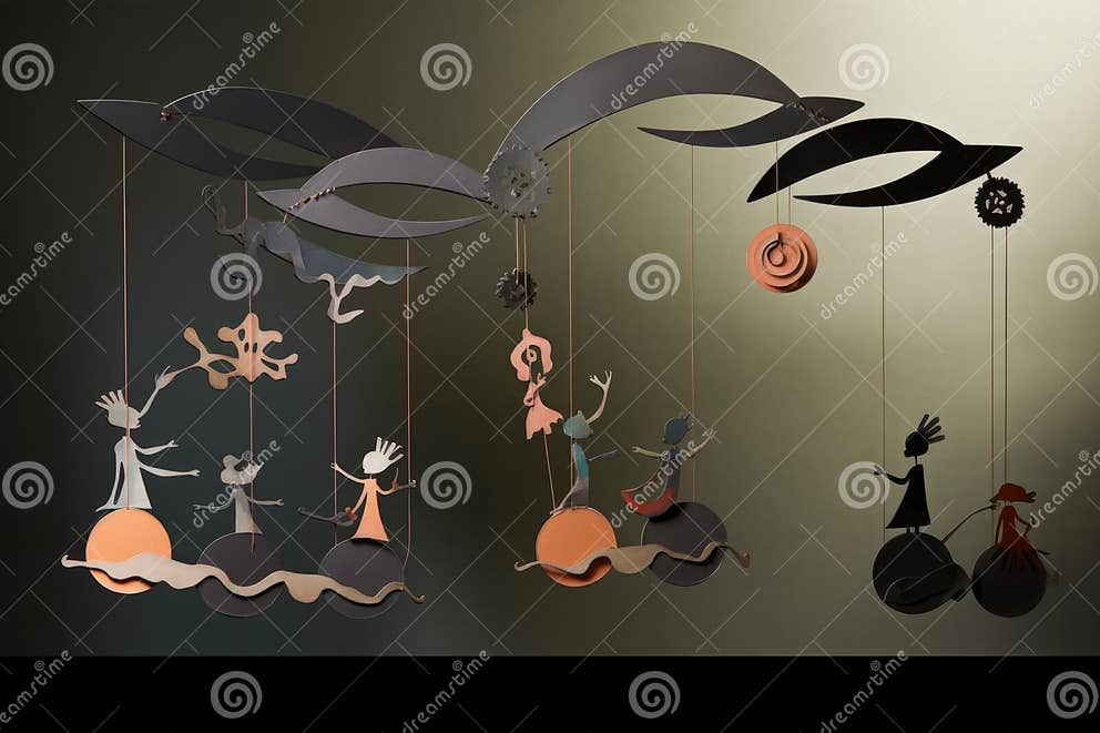 Whimsical Mobiles Casting Playful Shadows Stock Illustration ...