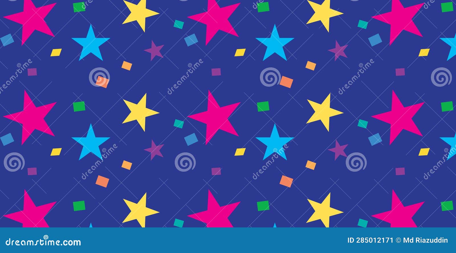 Whimsical Multi-Color Star Pattern Vector on Dark Blue Background for a ...