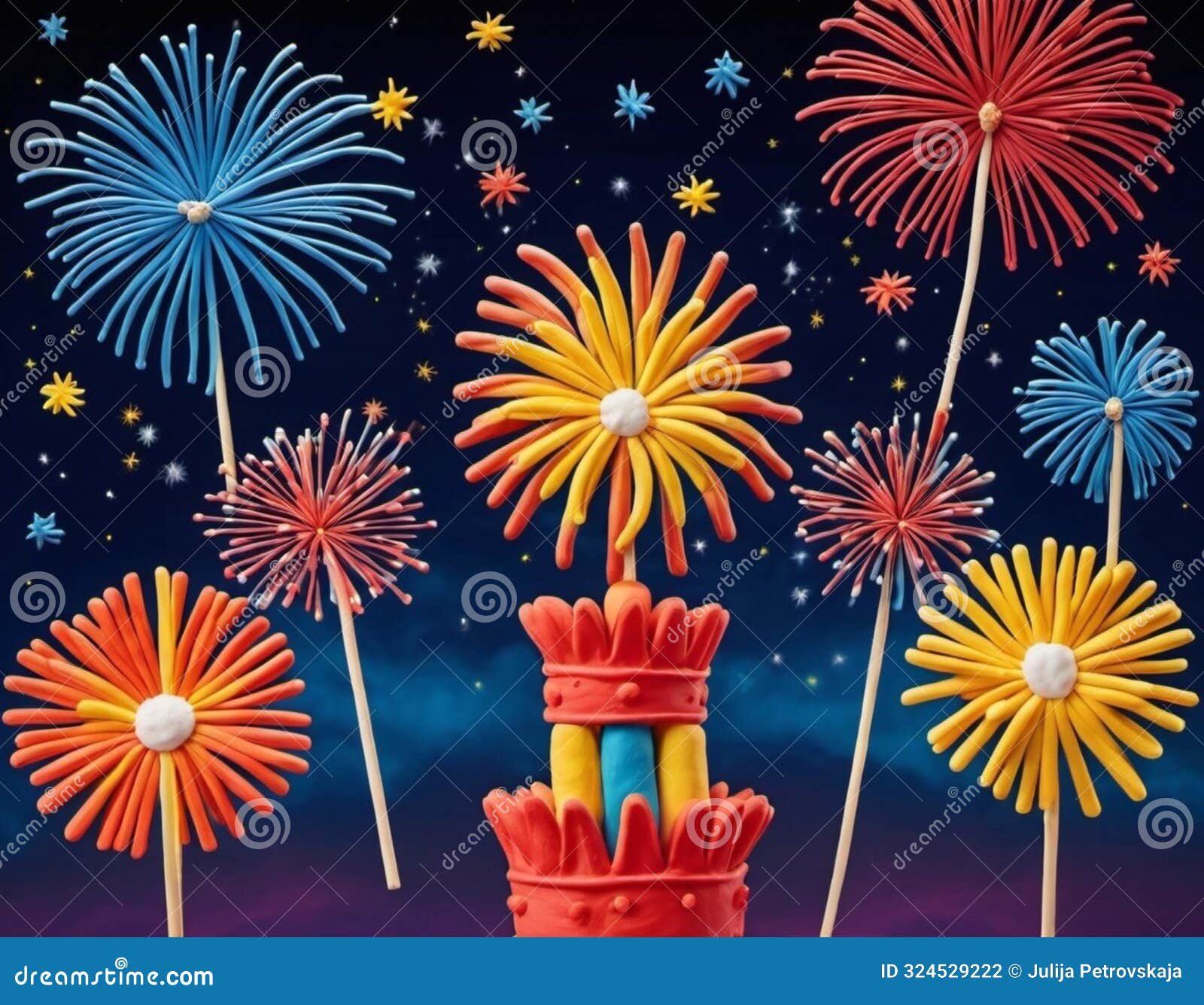 A Whimsical Nighttime Scene Featuring a Playdough Castle Illuminated by ...