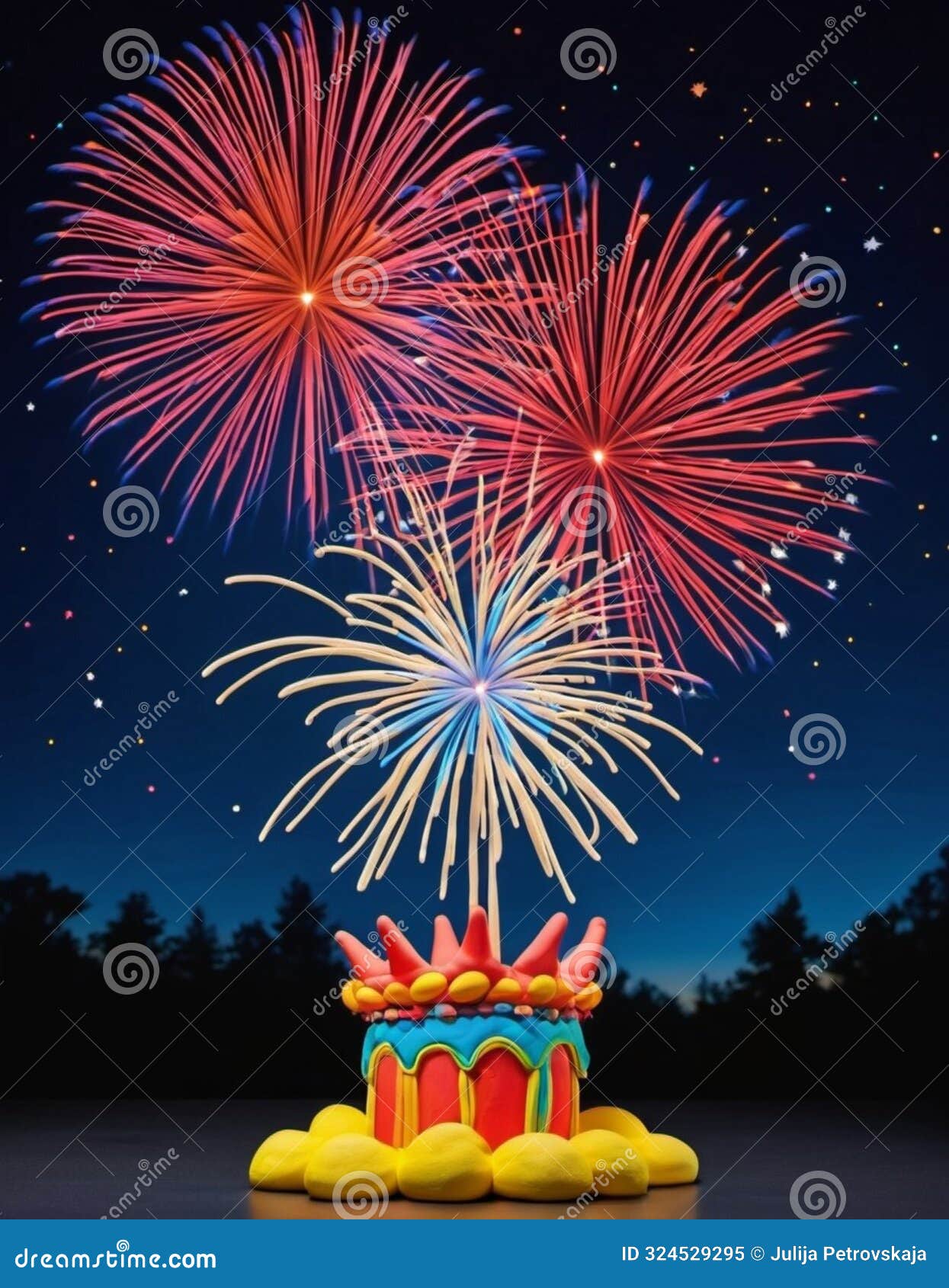 A Whimsical Nighttime Scene Featuring a Playdough Castle Illuminated by ...