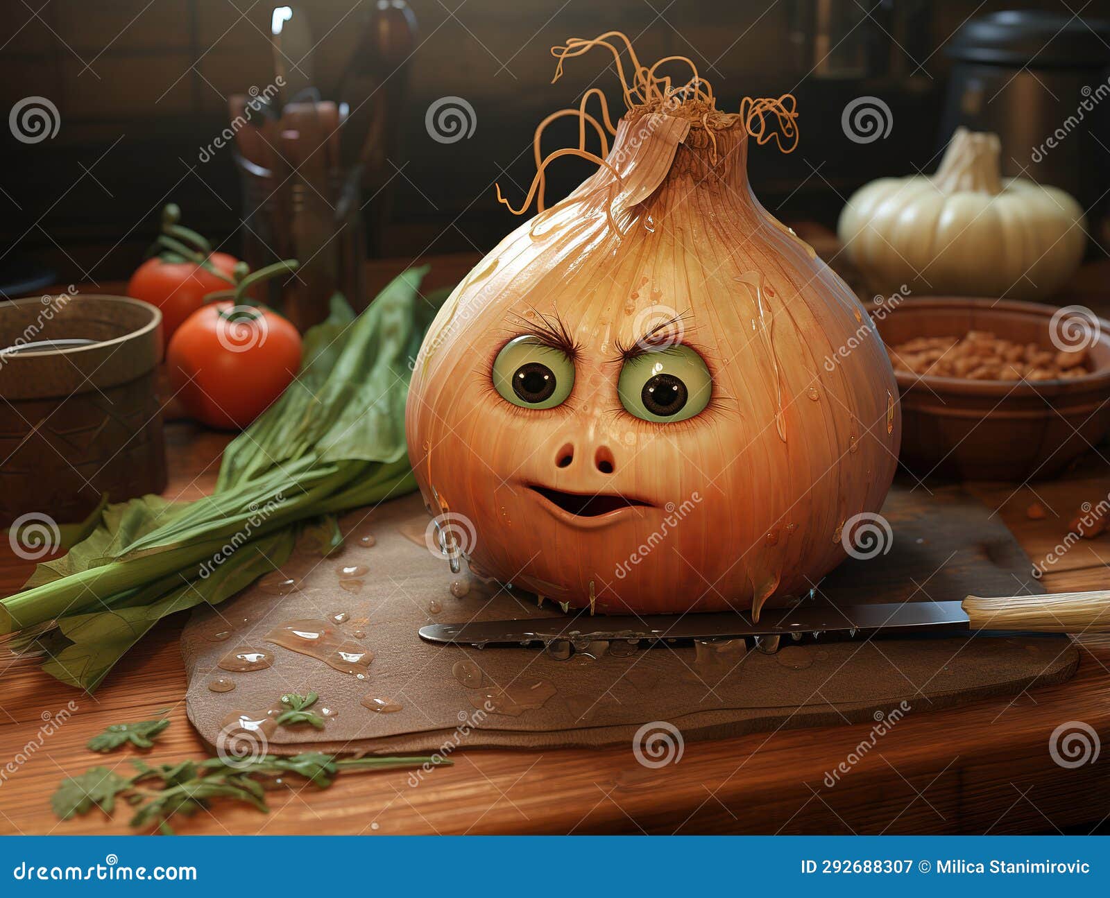Whimsical Onion Character with Expressive Eyes and Funny Face on ...