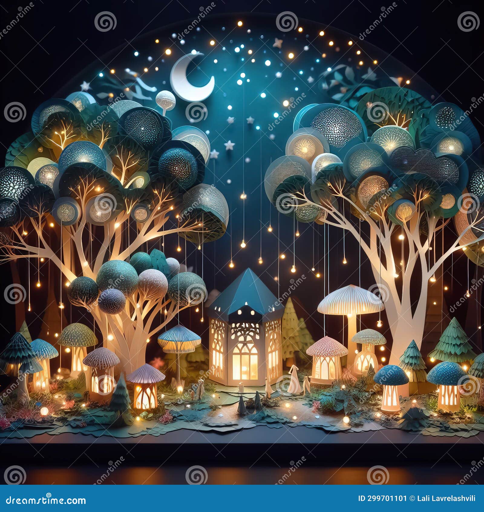 Whimsical Paper Diorama Collage, Magical Forest, Generative AI Stock ...