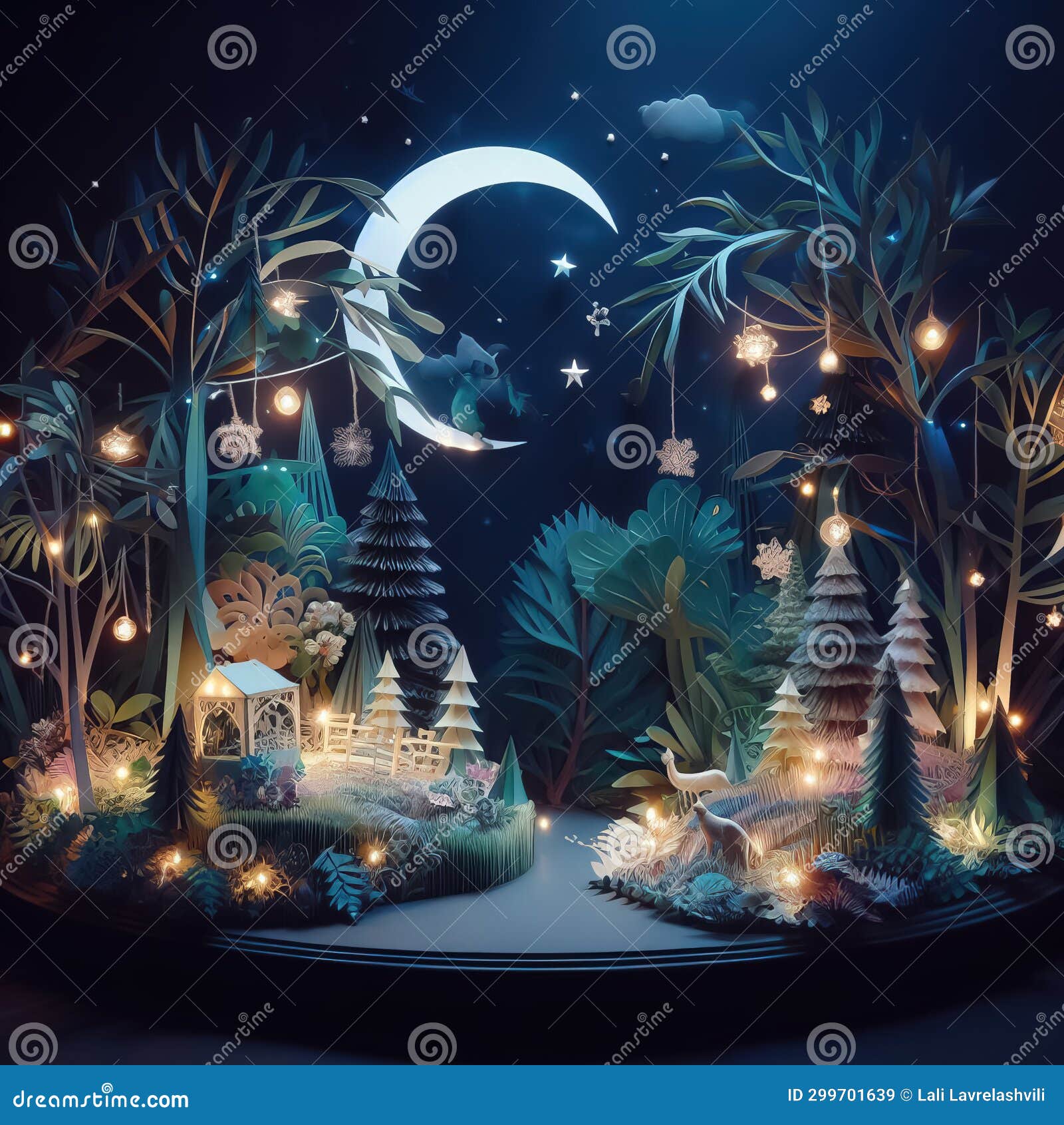 Whimsical Paper Diorama Collage, Magical Forest, Generative AI Stock ...