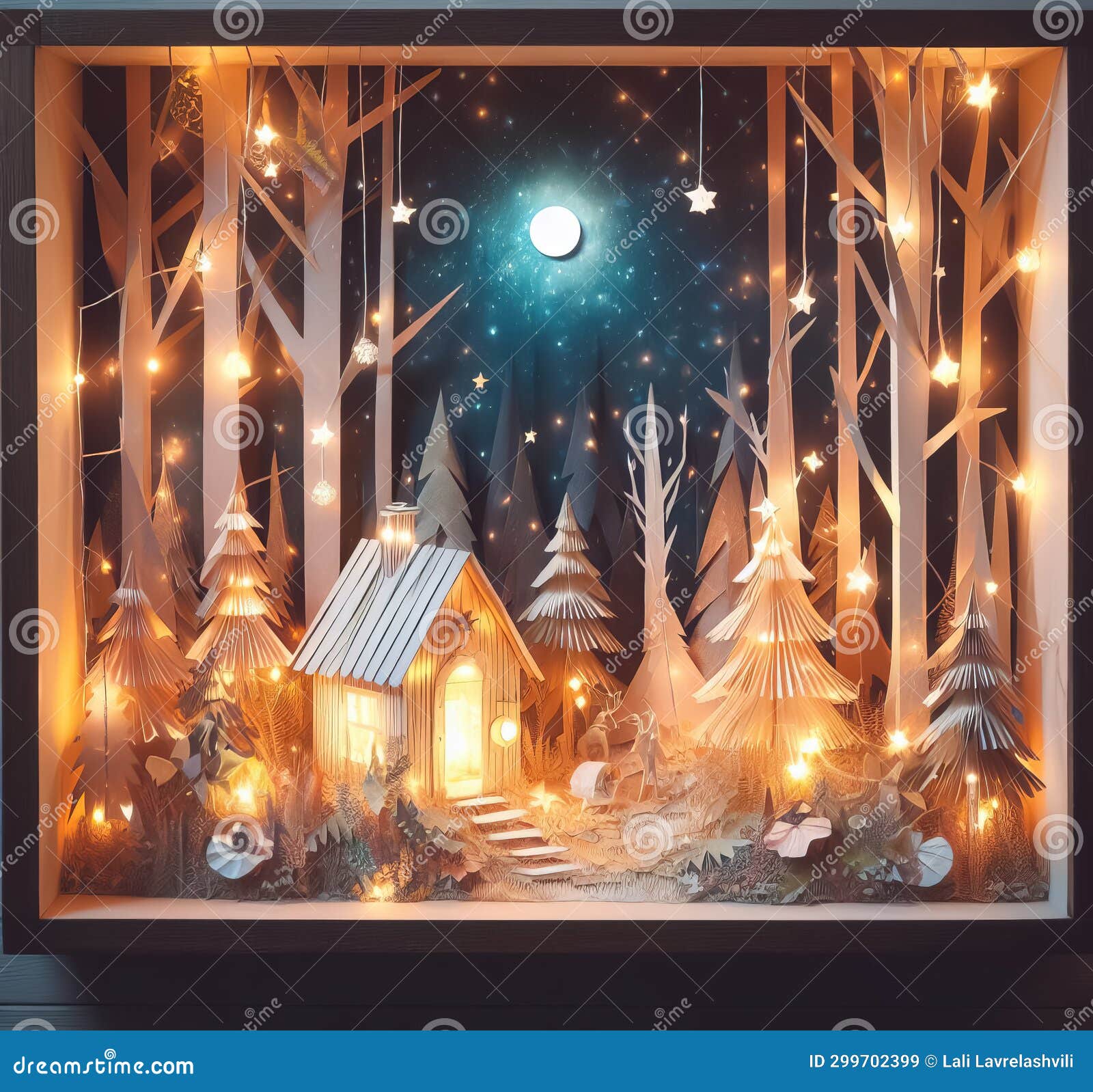 Whimsical Paper Diorama Collage, Magical Forest, Generative AI Stock ...