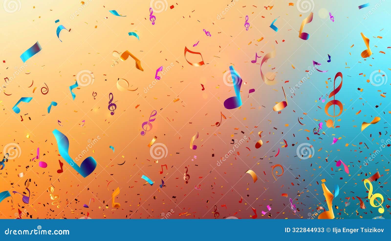 Whimsical Pastel Background with Musical Notes and Colorful Confetti ...