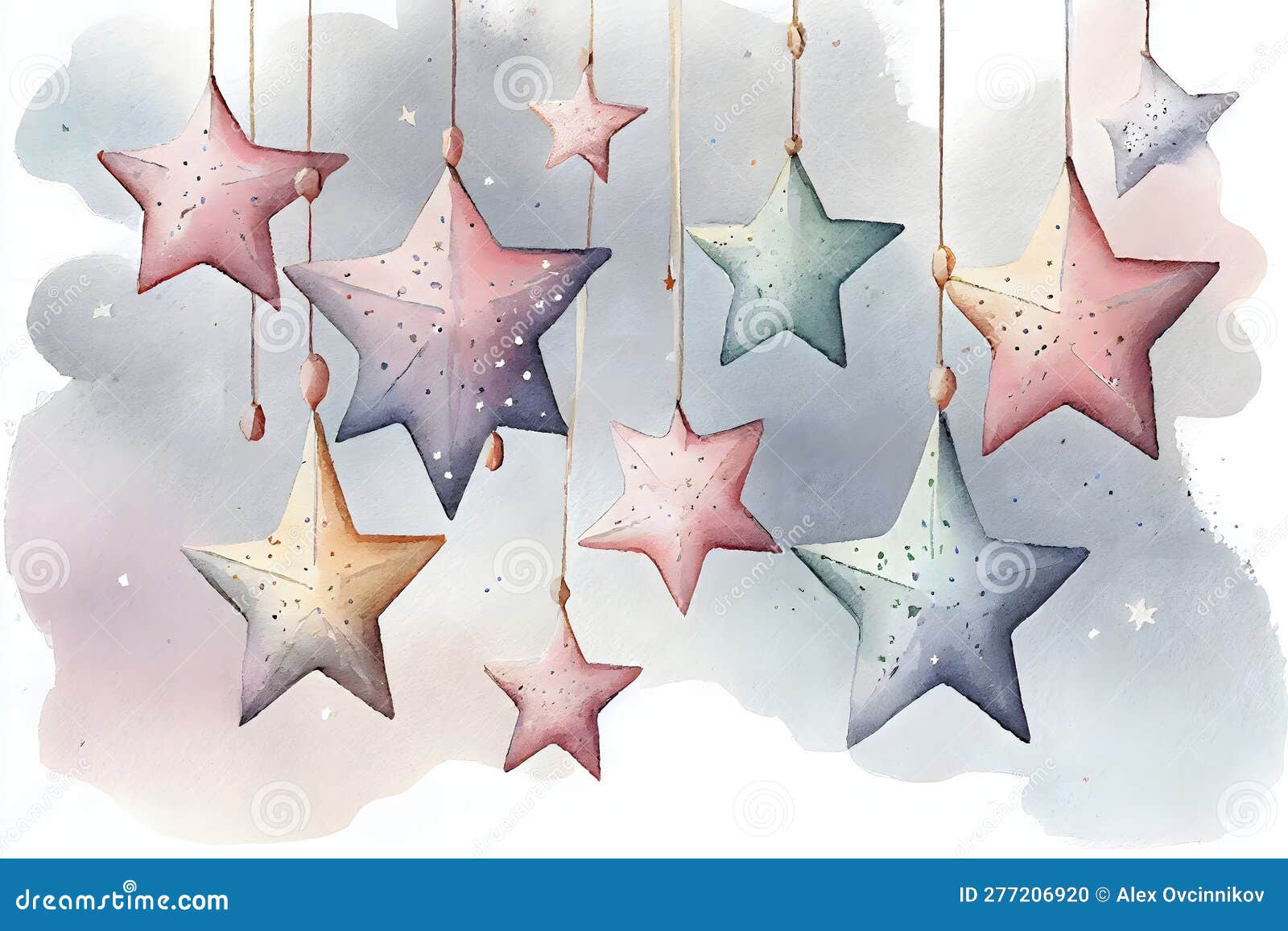 Whimsical Pastel Stars on a String for Dreamy Invitations. Stock ...