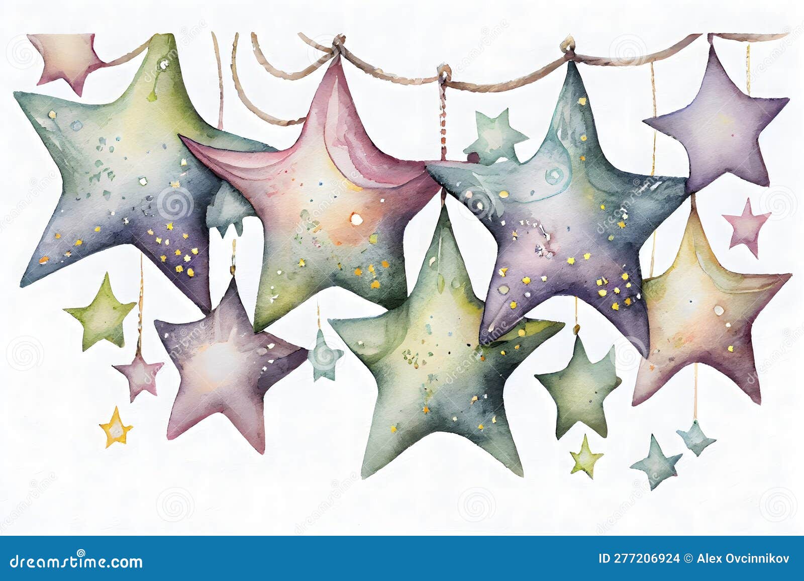 Whimsical Pastel Stars on a String for Dreamy Invitations. Stock ...