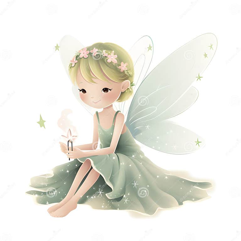 Whimsical pixie dust scene stock illustration. Illustration of little ...