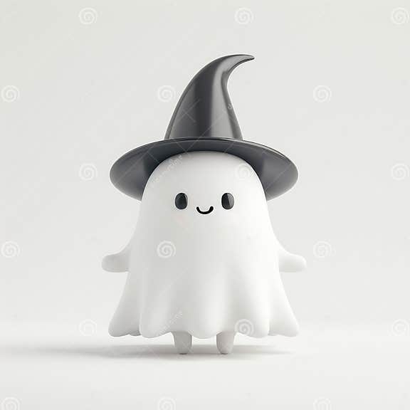 Whimsical Playful Ghost in Witch Hat, Generative Ai Stock Illustration ...