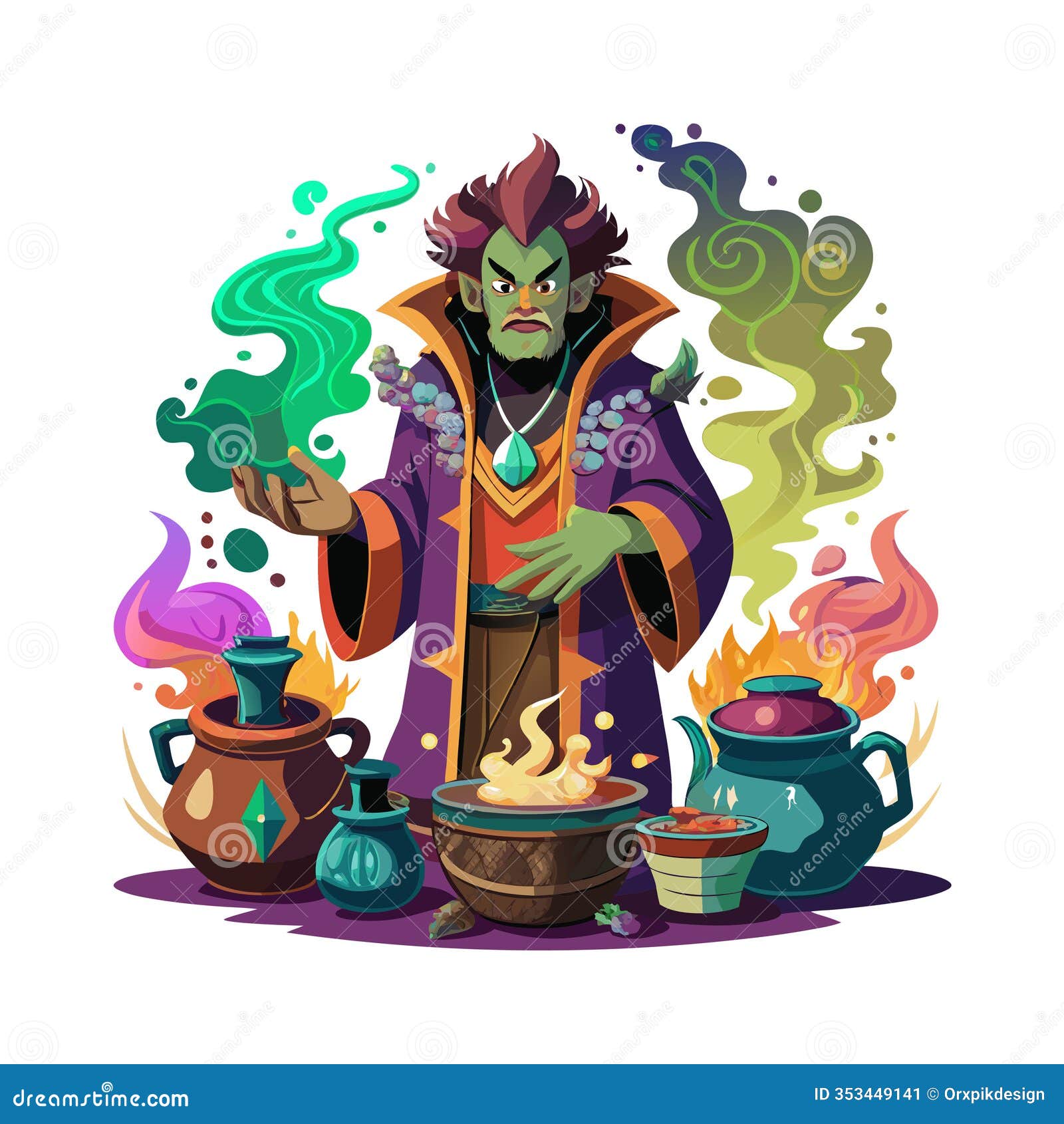 Whimsical Potion Master Character Artwork Stock Vector - Illustration ...