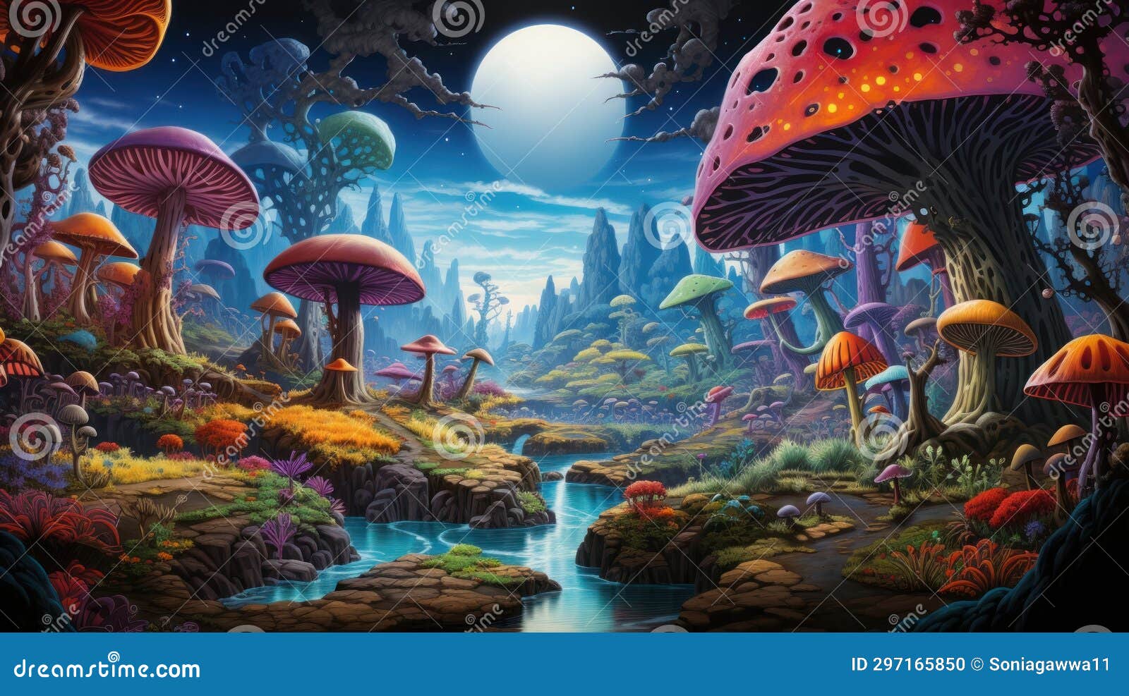 Whimsical Psychedelic Dreamscape With Floating Islands, Levitating ...