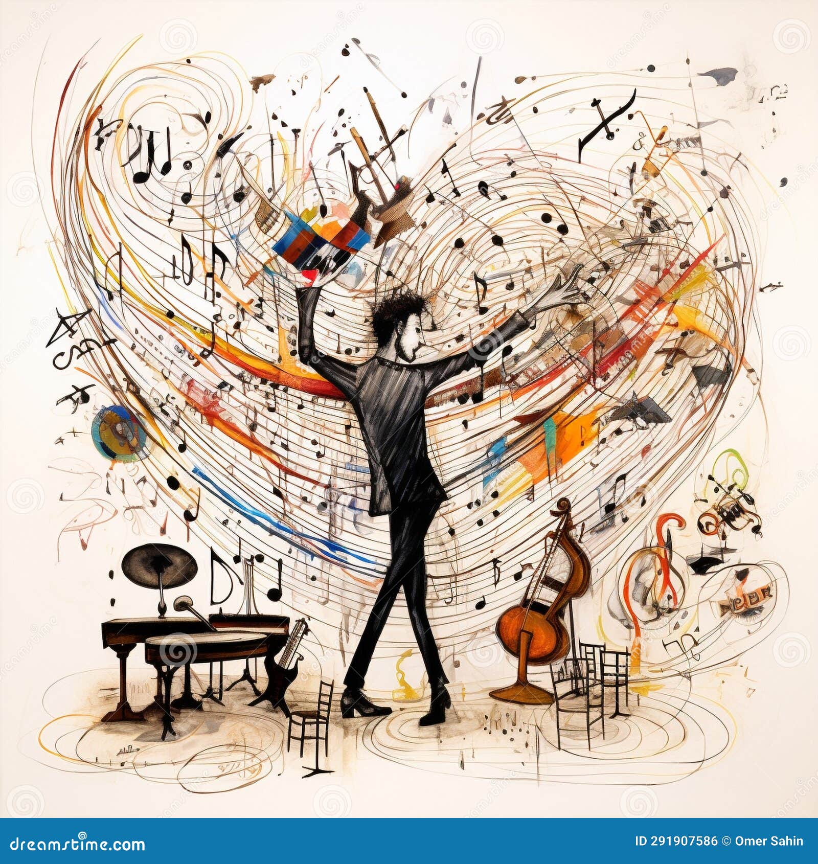 Whimsical Quill Symphony stock photo. Image of creating - 291907586