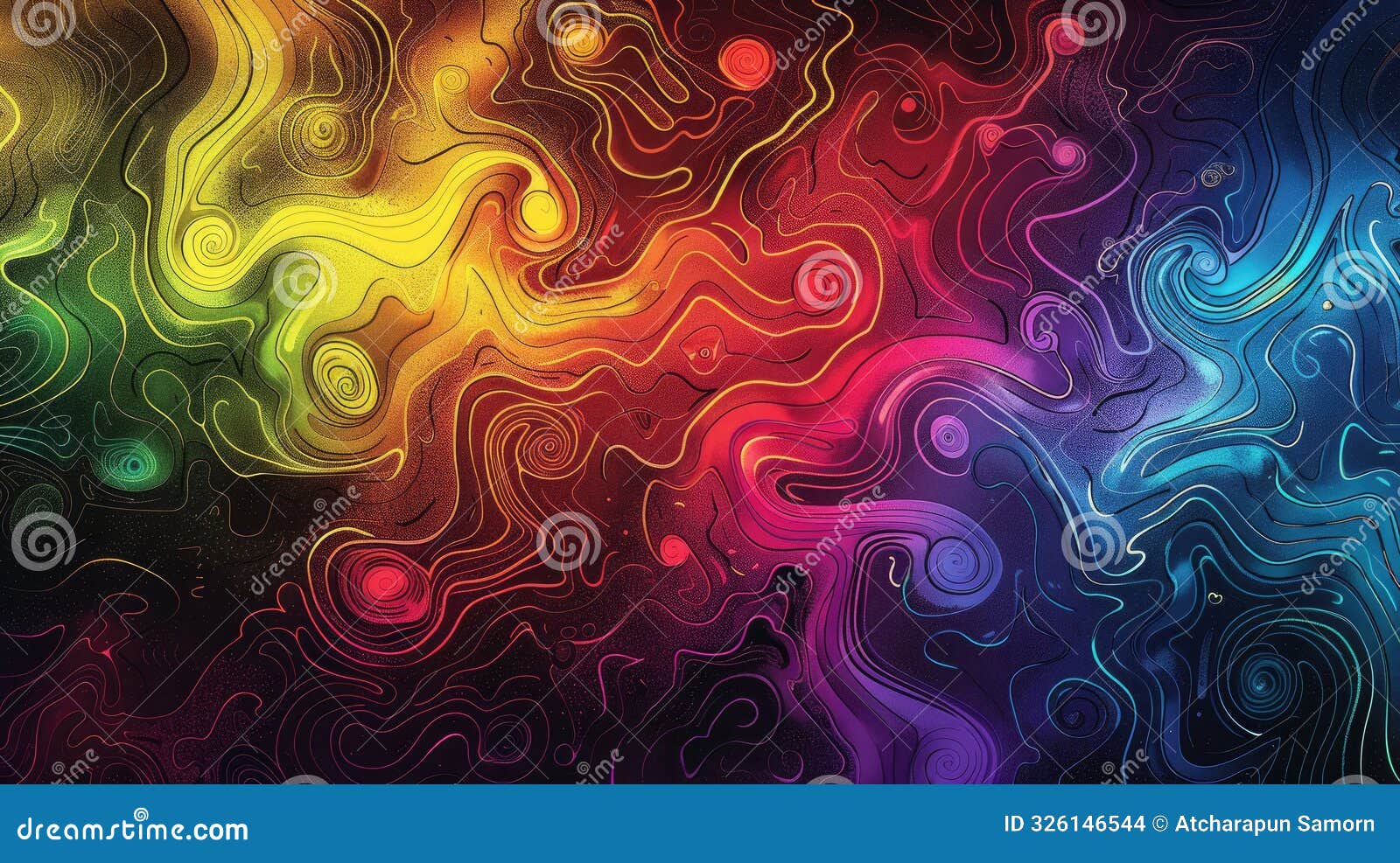 Whimsical Rainbow Gradient Background with Abstract Doodles and Ambient ...