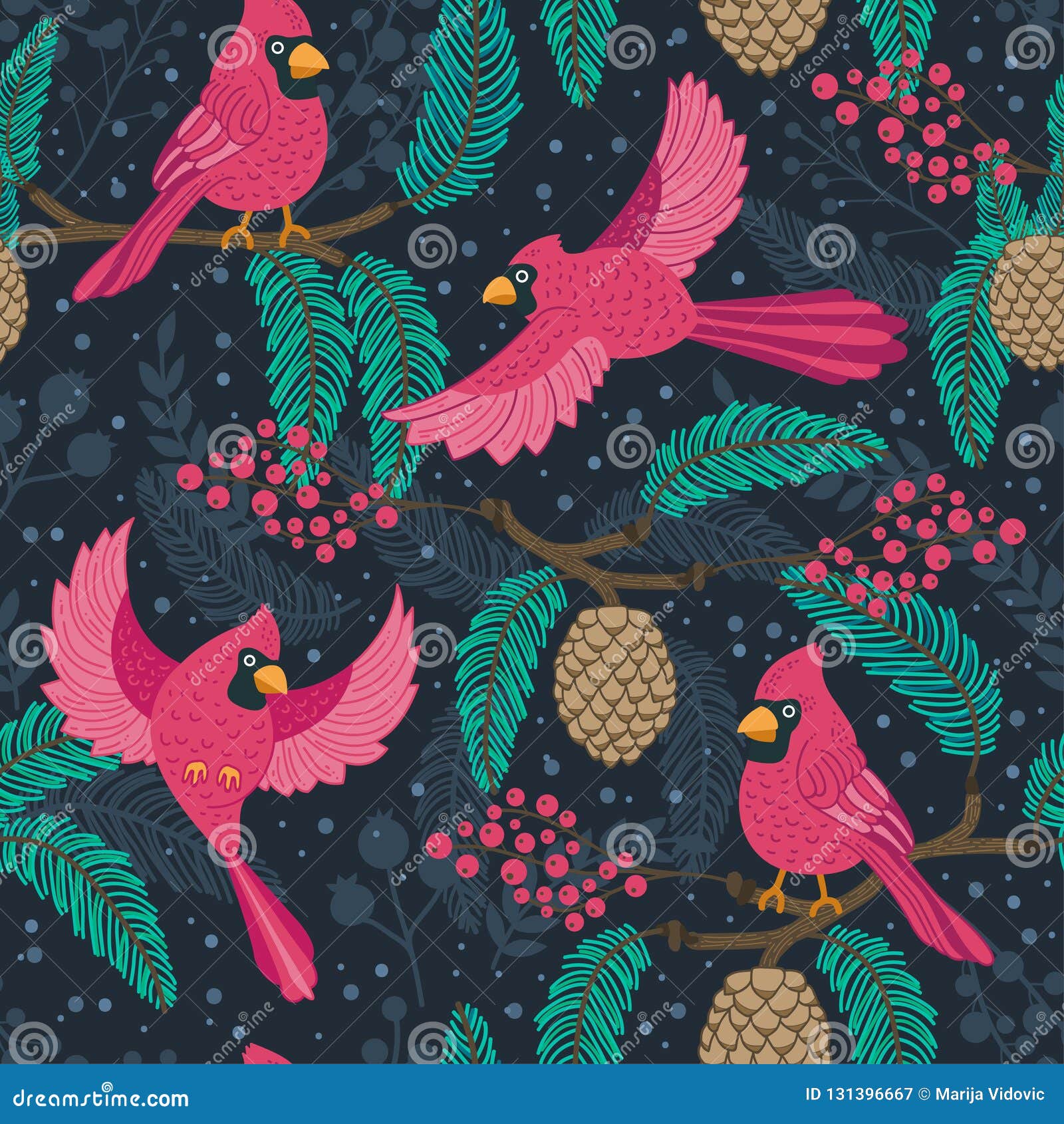 Winter Birds Repeat Pattern Stock Illustrations – 391 Winter Birds ...