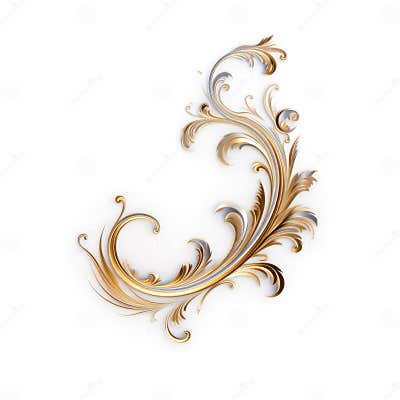 Whimsical Rococo: Ornate Gold Leaf on White Background Stock ...